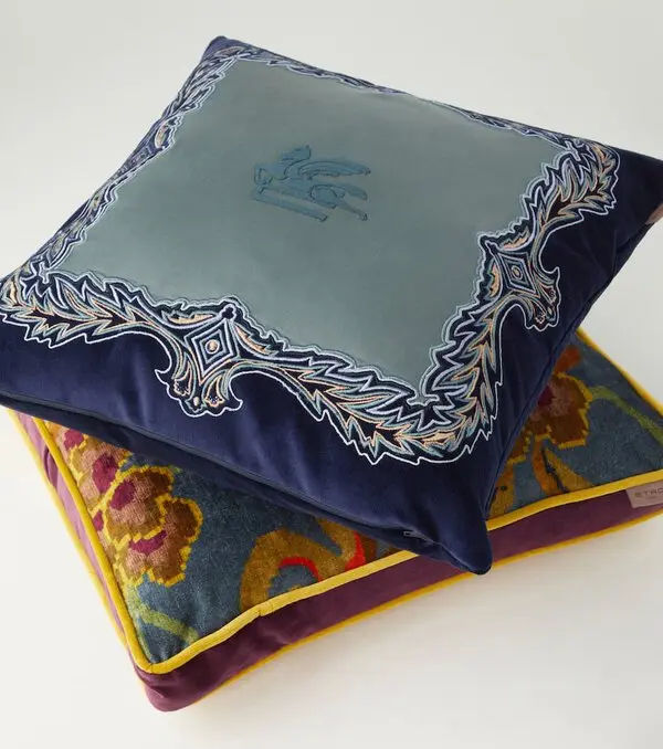 Etro Nimphea Velvet Cushion - Multicoloured