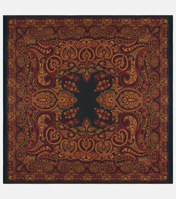 Etro Paisley Wool And Silk-blend Throw - Burgundy