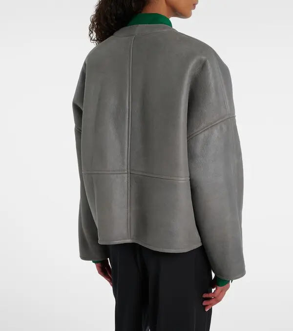 Loewe Pebble Shearling-lined Leather Jacket - Grey
