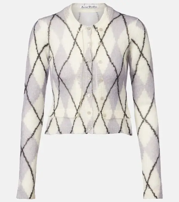 Acne Studios Kahoo Argyle Cropped Mohair-blend Cardigan - Multicoloured