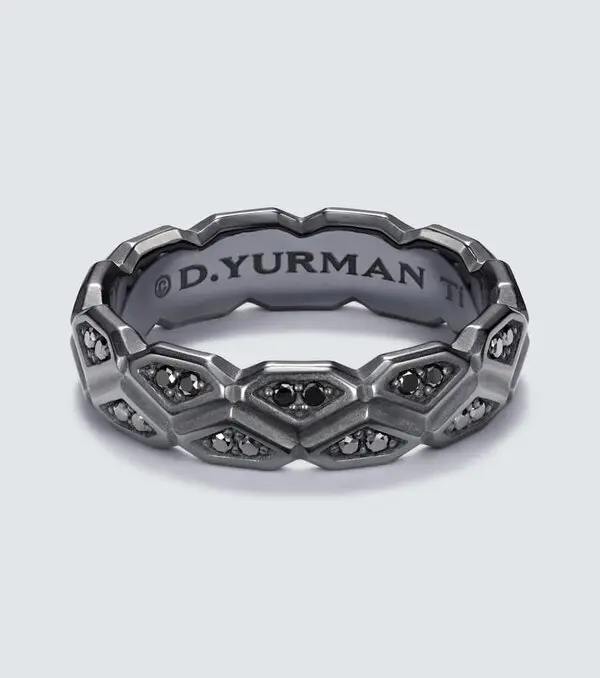 David Yurman Hex Titanium Ring With Diamonds - Black