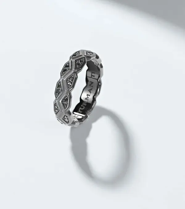 David Yurman Hex Titanium Ring With Diamonds