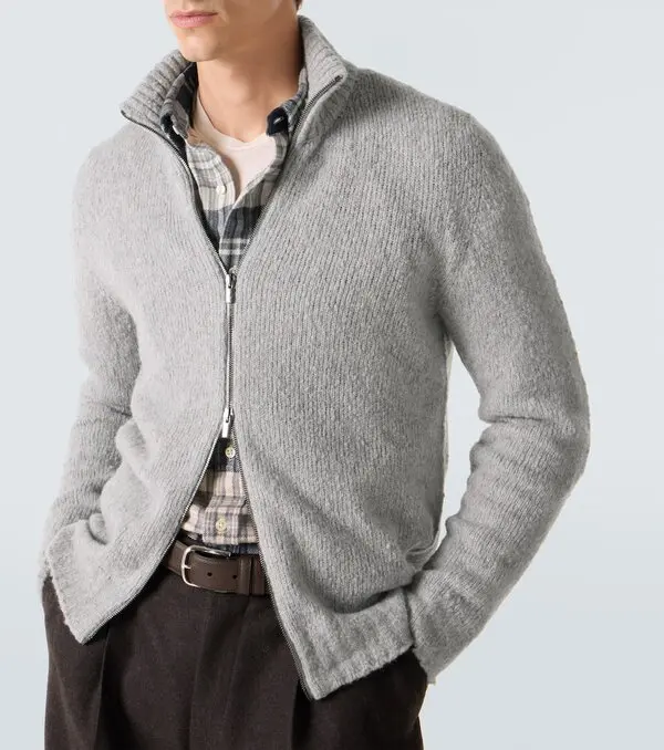 Thom Sweeney Wool And Cashmere-blend Cardigan - Grey