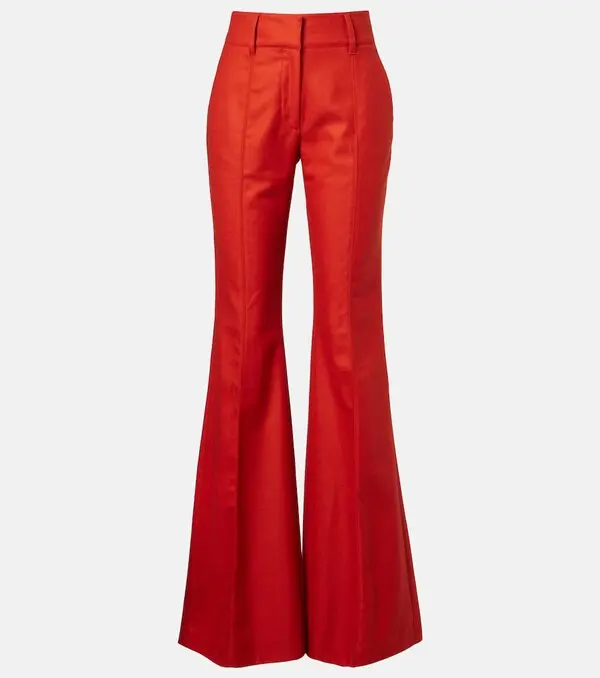 Gabriela Hearst Rhein Wool And Cashmere Flared Pants - Orange
