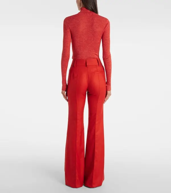 Gabriela Hearst Rhein Wool And Cashmere Flared Pants - Orange