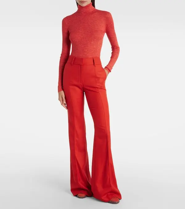 Gabriela Hearst Rhein Wool And Cashmere Flared Pants - Orange