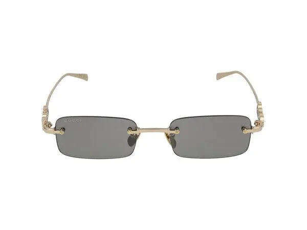 Gucci Rectangle Sunglasses - Gold Gold Grey