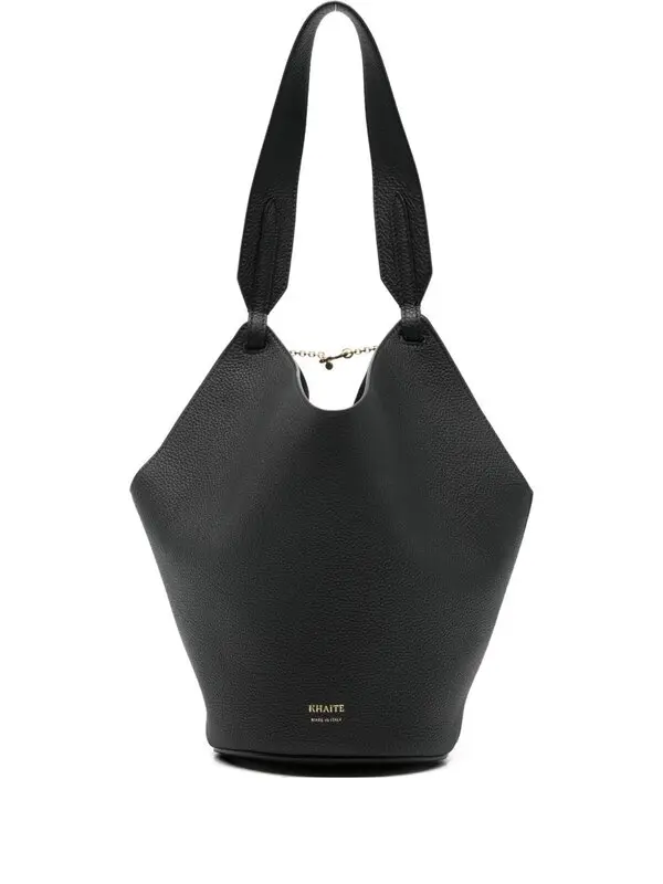 Khaite Lotus Mini Leather Bucket Bag - Black