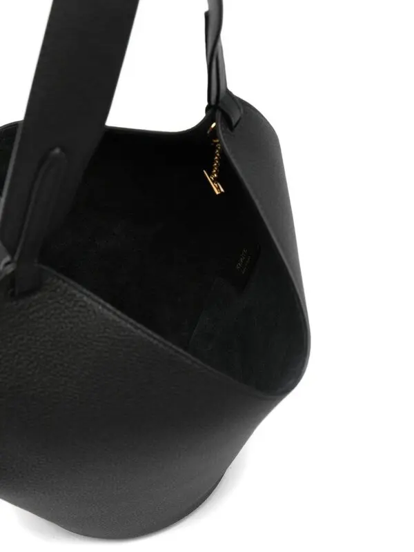 Khaite Lotus Mini Leather Bucket Bag - Black