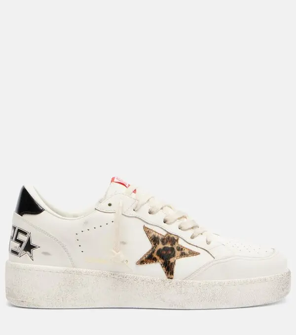 GOLDEN GOOSE Ball Star Leather Platform Sneakers - Beige