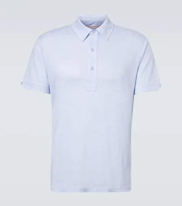Orlebar Brown Sebastian Linen Polo Shirt - Blue