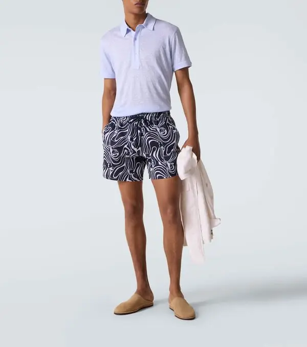 Orlebar Brown Sebastian Linen Polo Shirt - Blue