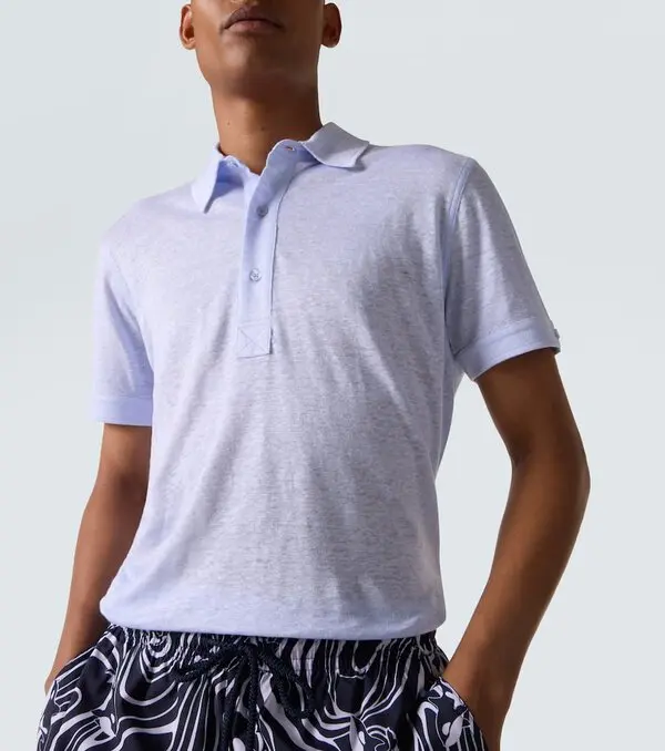 Orlebar Brown Sebastian Linen Polo Shirt - Blue