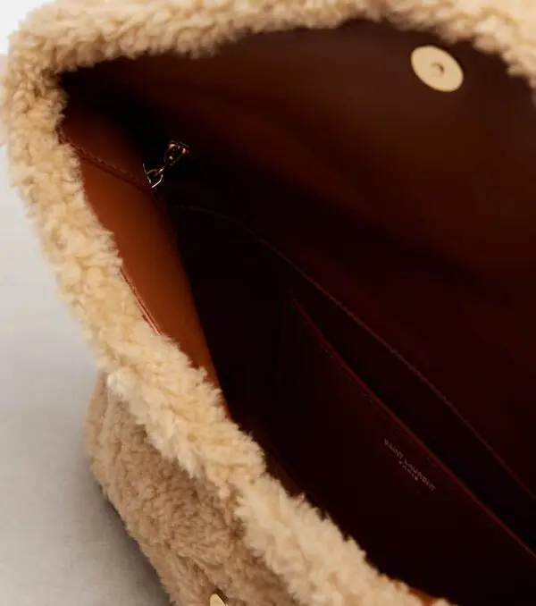 Saint Laurent Cassandre Envelope Shearling Shoulder Bag