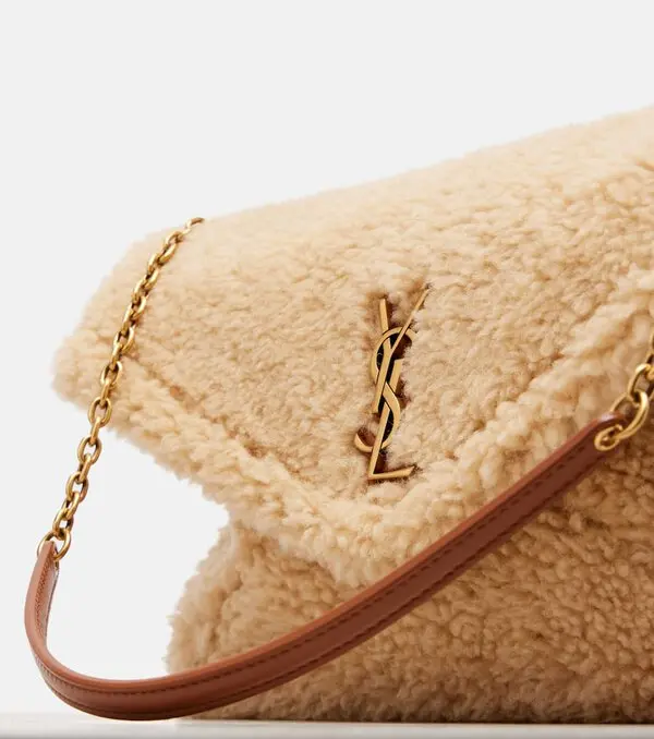 Saint Laurent Cassandre Envelope Shearling Shoulder Bag