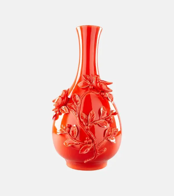 POLSPOTTEN 3d Birds Porcelain Vase - Orange