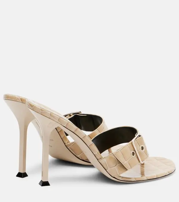CHRISTEN Helix 95 Croc-effect Patent Leather Mules