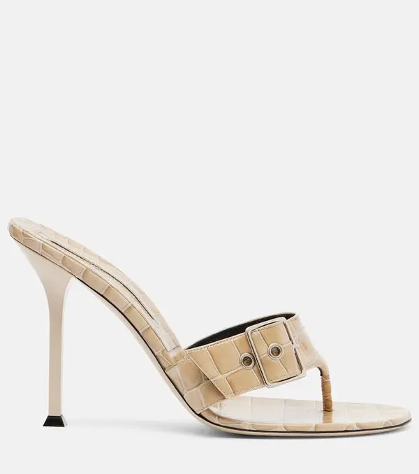 CHRISTEN Helix 95 Croc-effect Patent Leather Mules