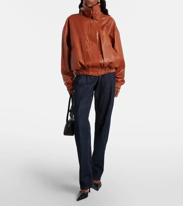 Magda Butrym Leather Blouson Jacket - Orange