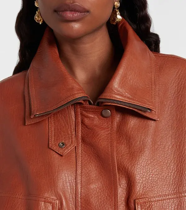 Magda Butrym Leather Blouson Jacket - Orange