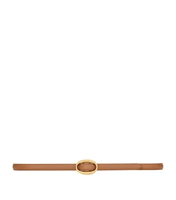 Saint Laurent Leather Belt With Oval Buckle - Red