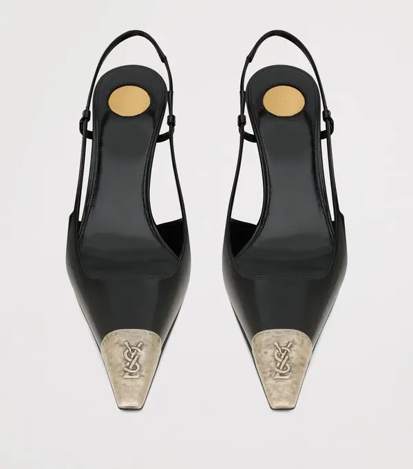 Saint Laurent Leather Jeanne Slingback Pumps 75