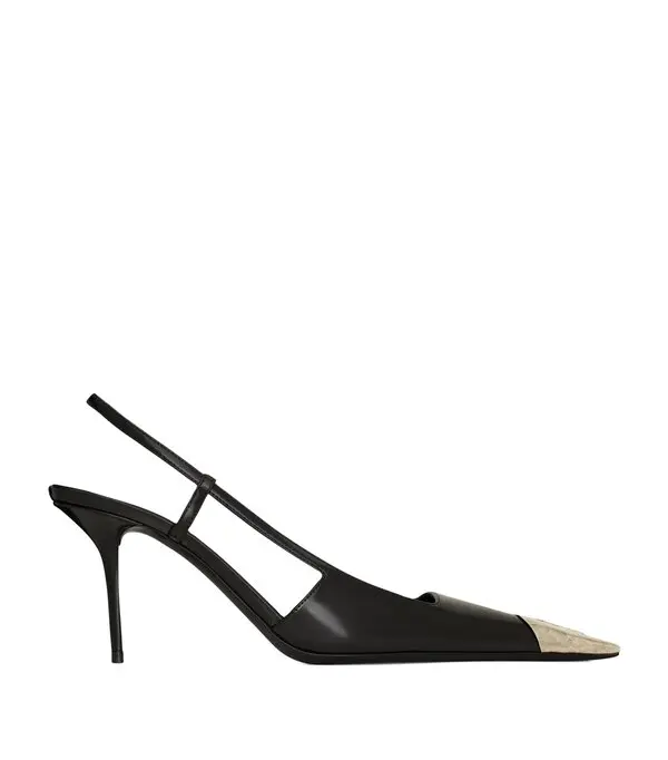 Saint Laurent Leather Jeanne Slingback Pumps 75 - Black