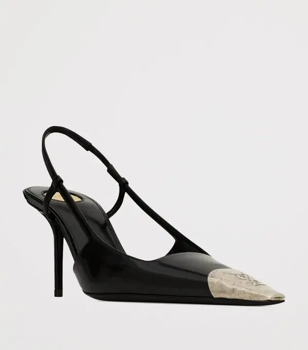 Saint Laurent Leather Jeanne Slingback Pumps 75 - Black