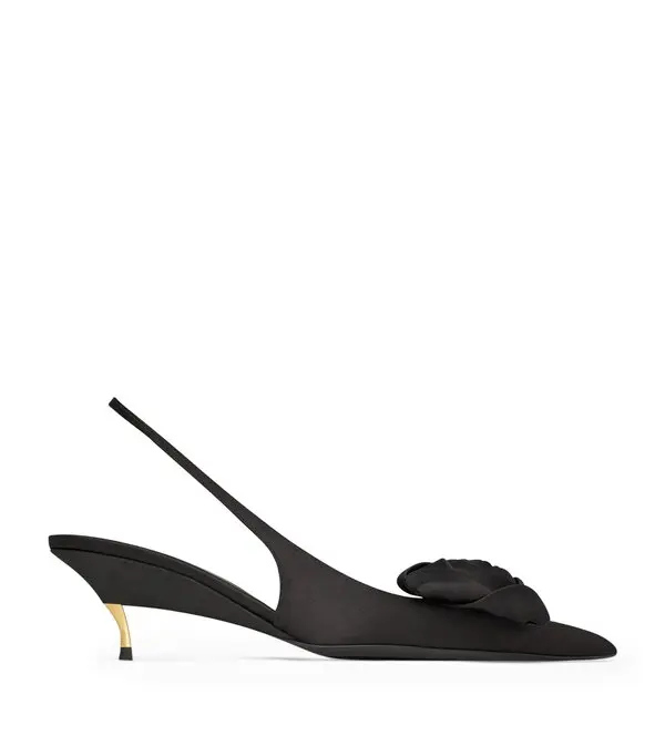 Saint Laurent Satin Dakota Slingback Pumps - Black