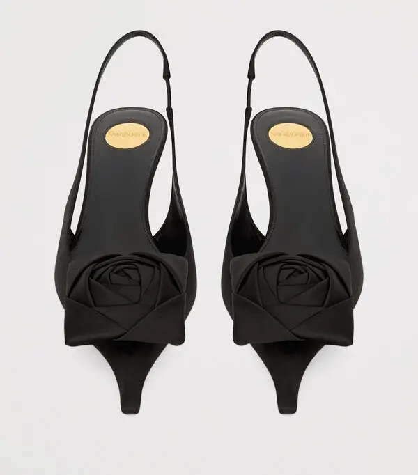 Saint Laurent Satin Dakota Slingback Pumps - Black