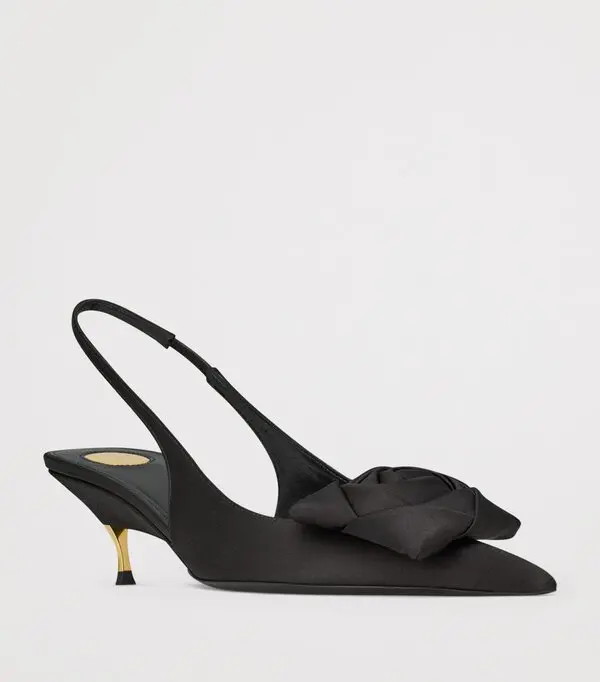 Saint Laurent Satin Dakota Slingback Pumps - Black