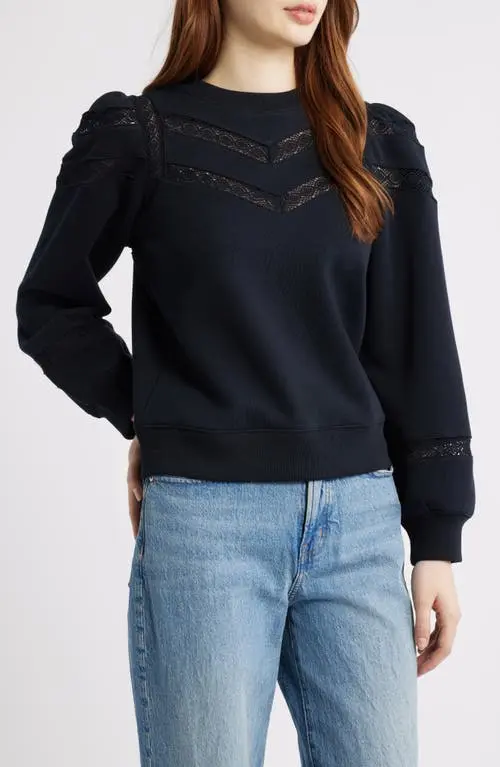 Rails Isles Lace Inset Cotton Sweatshirt