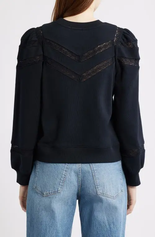 Rails Isles Lace Inset Cotton Sweatshirt