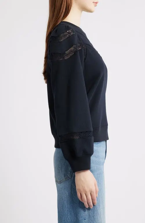 Rails Isles Lace Inset Cotton Sweatshirt