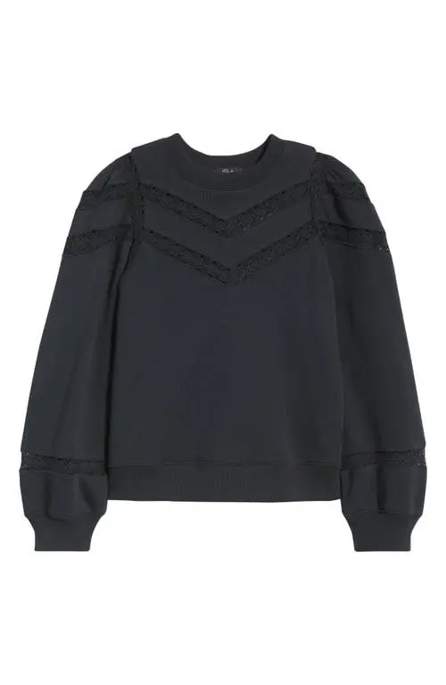 Rails Isles Lace Inset Cotton Sweatshirt