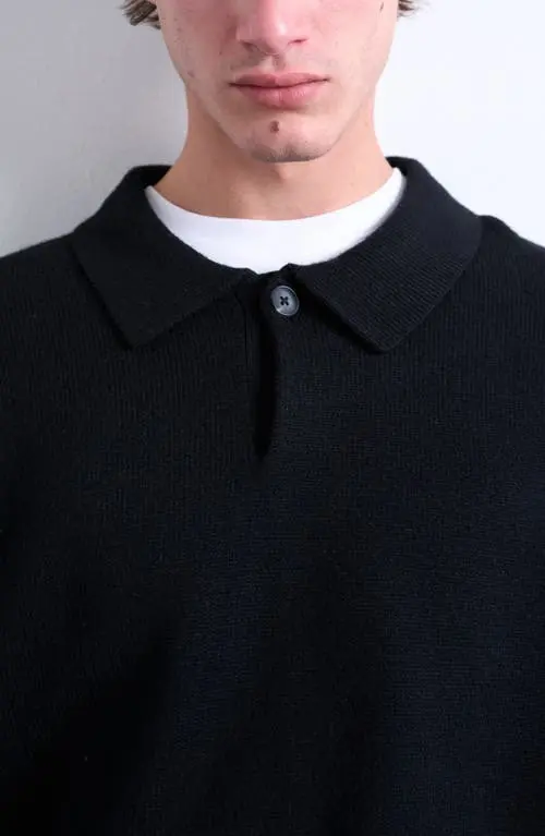 Topman Oversized Smart Polo Sweater - Black