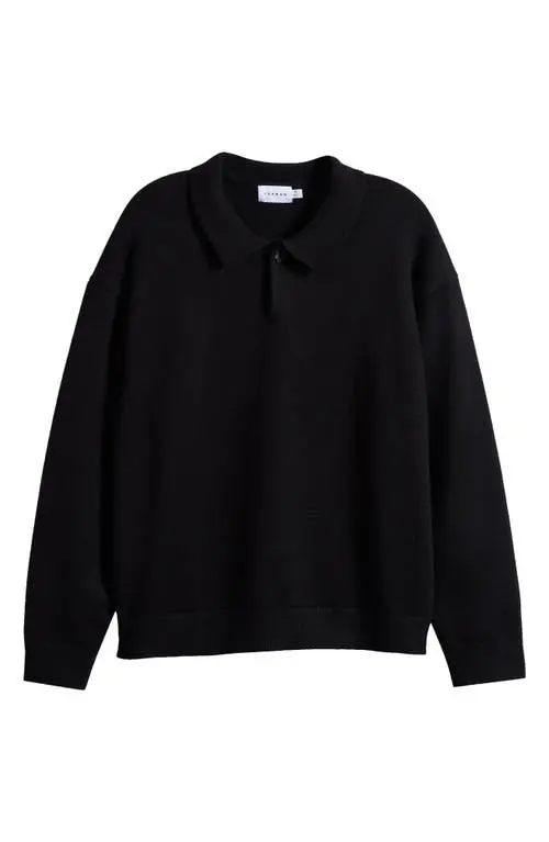 Topman Oversized Smart Polo Sweater - Black