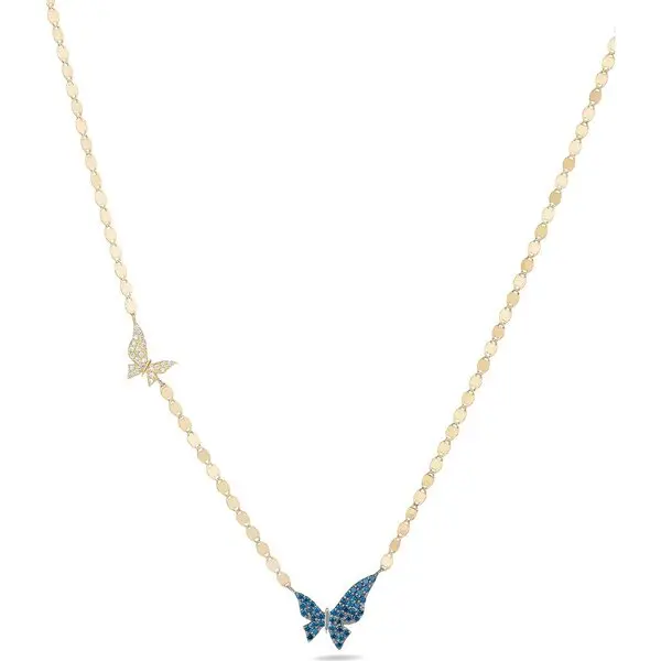 Lana Jewelry 14k Gold Diamond Butterfly Pendant Necklace - Yellow Gold