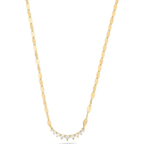 Lana Jewelry 14k Gold Mini Curved Diamond Bar Pendant Necklace - Yellow Gold