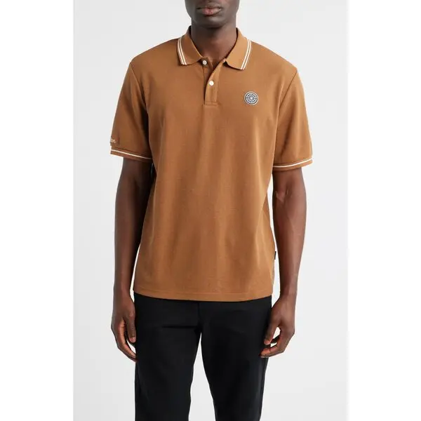MALBON Fairway Appliqué Piqué Polo - British Tan