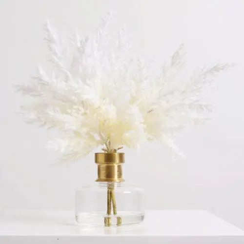 DARBY CREEK TRADING Bleached Pampas Grass Arrangement In Glass Bud Vase