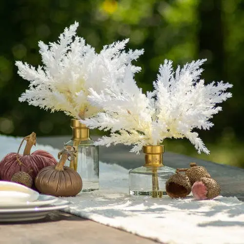 DARBY CREEK TRADING Bleached Pampas Grass Arrangement In Glass Bud Vase