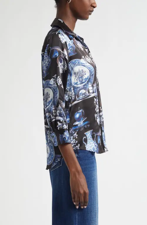 L'Agence Dani Pottery Print Silk Shirt