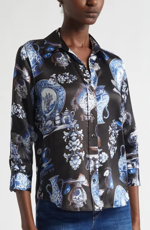 L'Agence Dani Pottery Print Silk Shirt