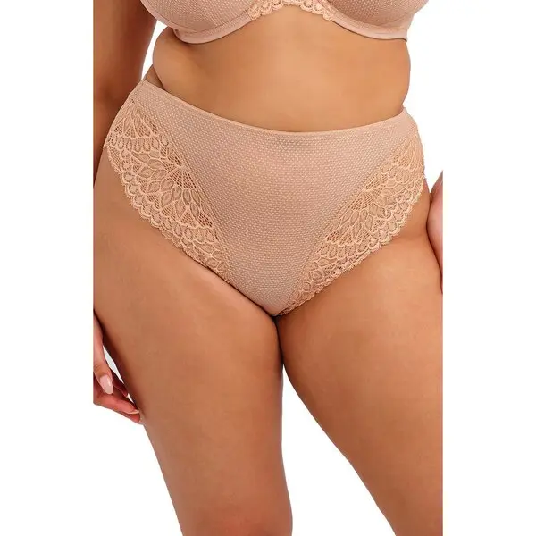 Elomi Tiernie Lace Trim Mesh Briefs - Sahara