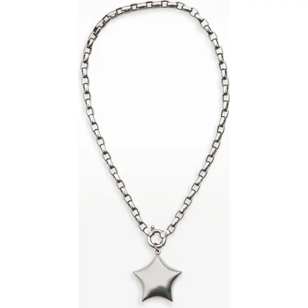 67JEWELRY Puffed Star Paperclip Necklace - Silver