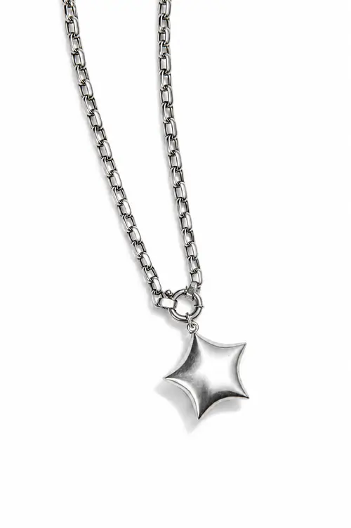 67JEWELRY Puffed Star Paperclip Necklace