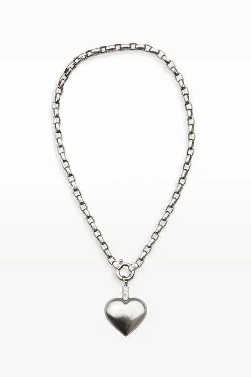 67JEWELRY Puffed Heart Paperclip Necklace