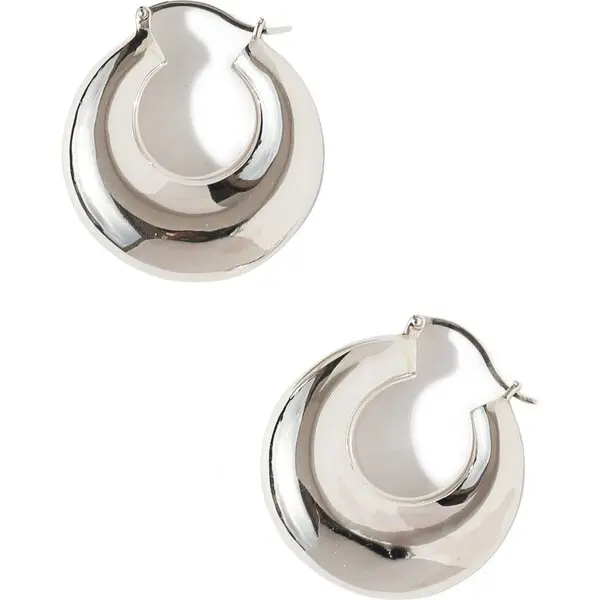67JEWELRY Puffed Sterling Hoop Earrings - Silver