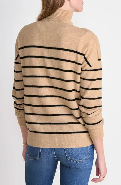 Vineyard Vines Stripe Merino Wool Blend Half Zip Sweater
